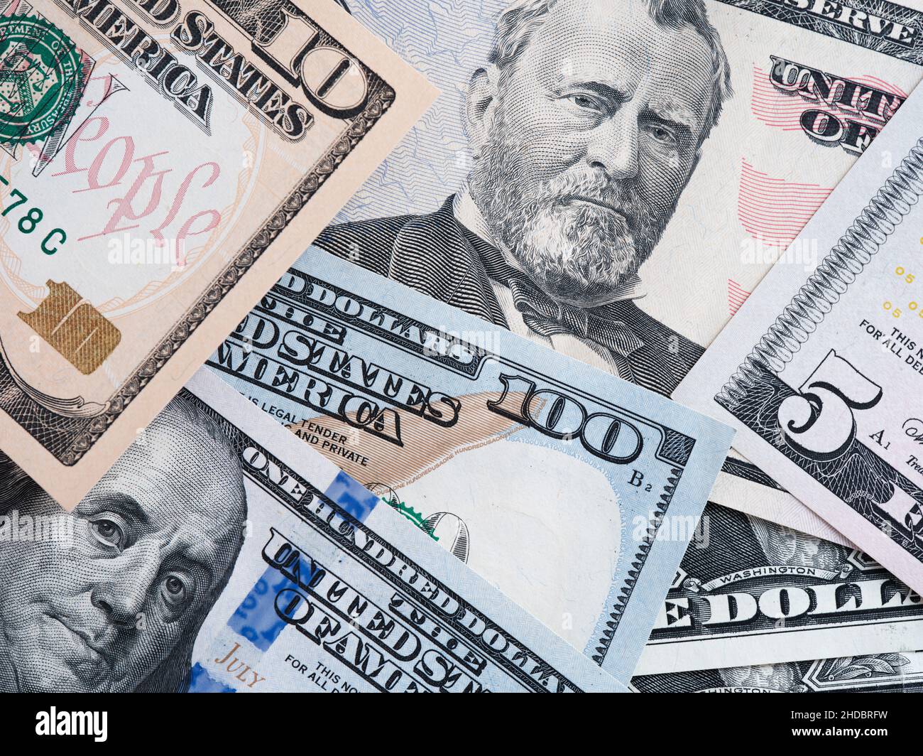 Heap hundred dollar bills in hi-res stock photography and images - Alamy