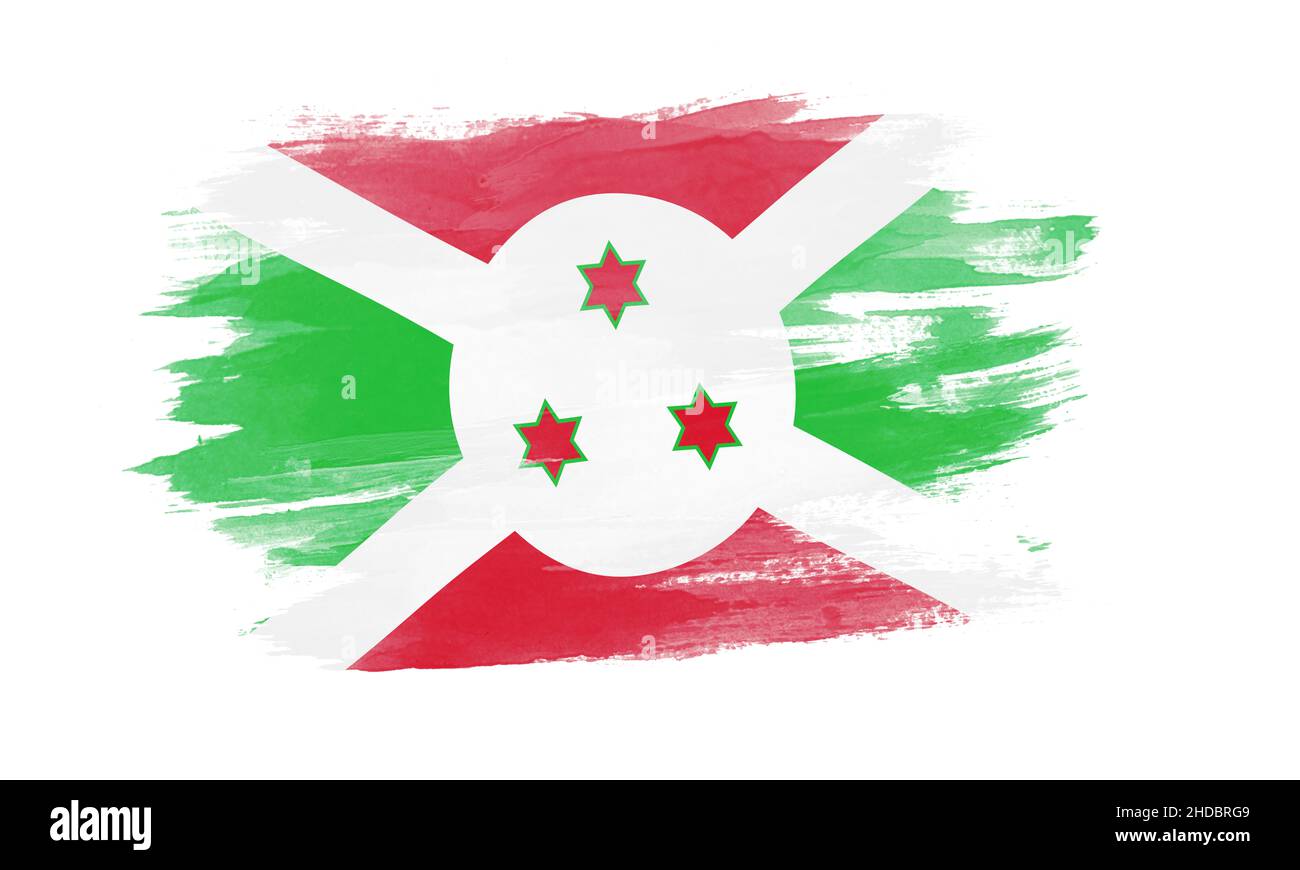 Burundi flag brush stroke, national flag on white background Stock ...