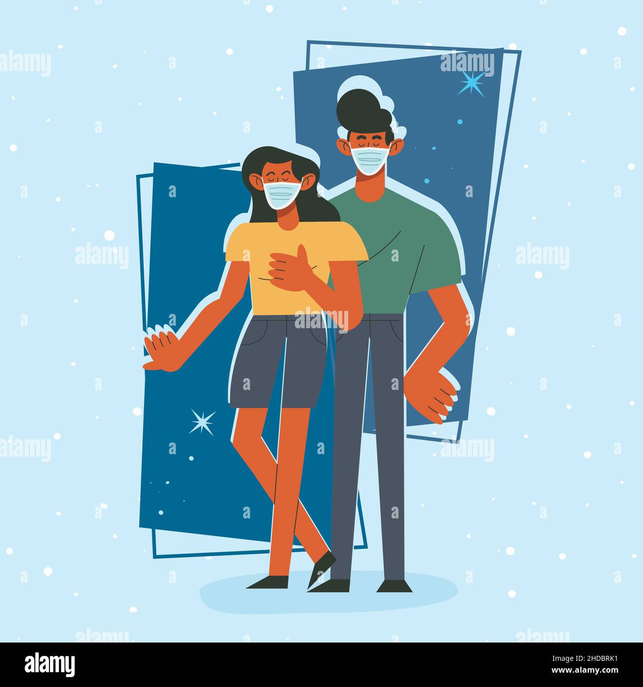 latin couple wearing face masks characters Stock Vector Image & Art - Alamy
