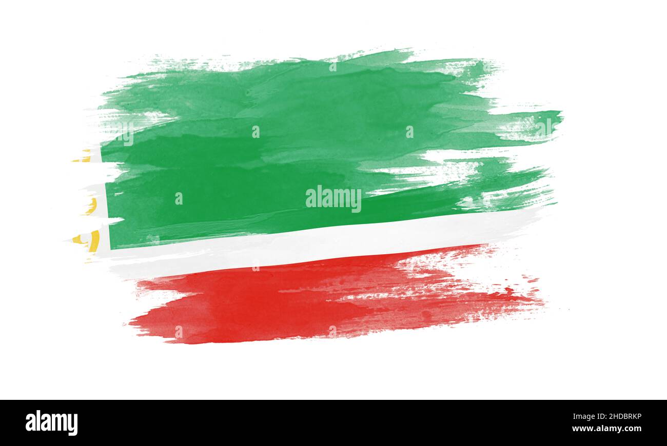 Chechnya flag brush stroke, national flag on white background Stock ...