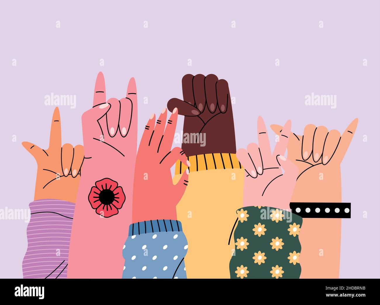 scene of six hands up icons Stock Vector Image & Art - Alamy