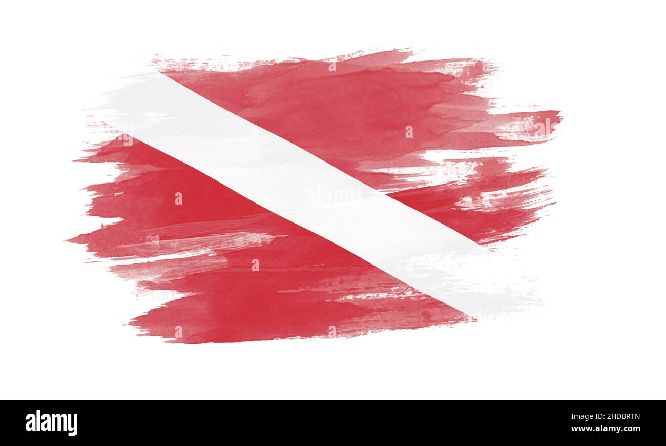 Diver Down flag brush stroke, Dive flag background Stock Photo - Alamy
