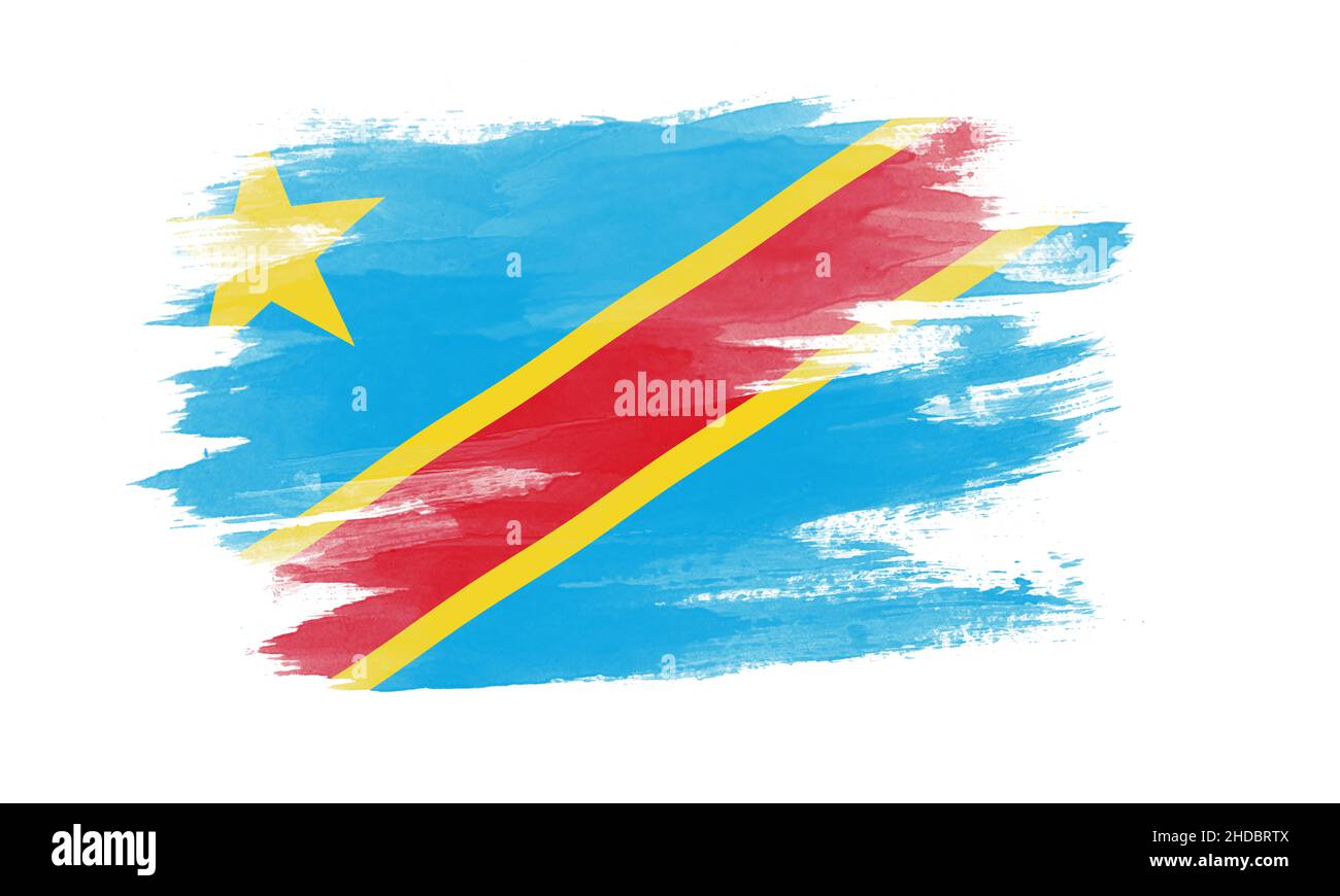 Democratic Republic Of Congo Flag Brush Stroke National Flag On White