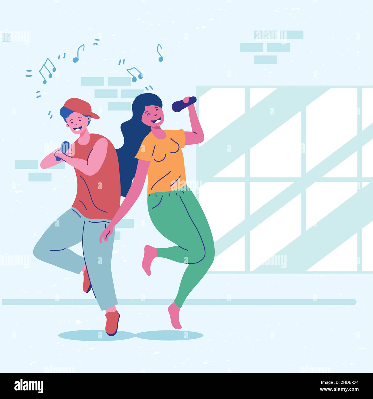 young couple singing happy characters Stock Vector Image & Art - Alamy
