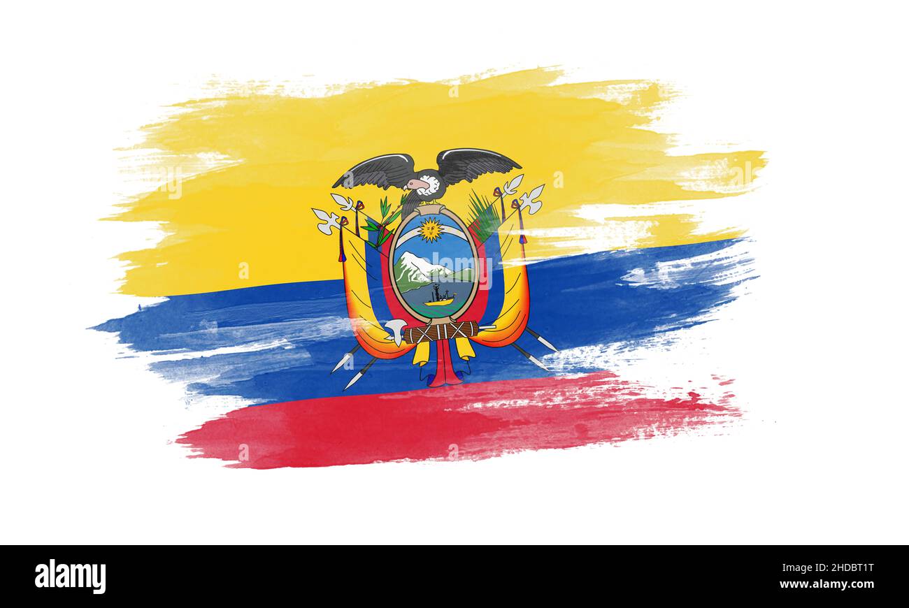 Ecuador flag brush stroke, national flag on white background Stock ...