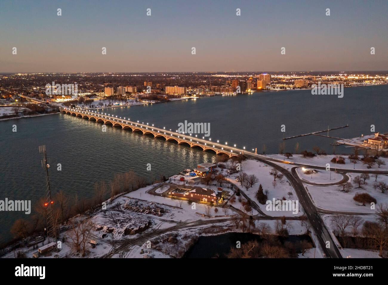 Detroit, Michigan - The bridge to Belle Isle, a popular state park in ...