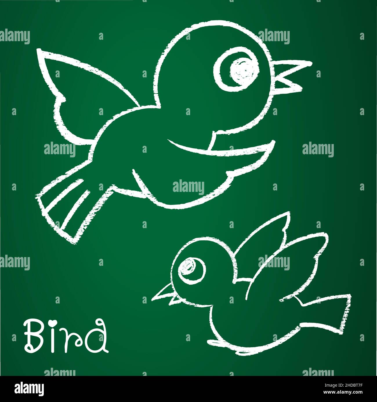 Vector image of a bird on the blackboard. Easy editable layered vector ...