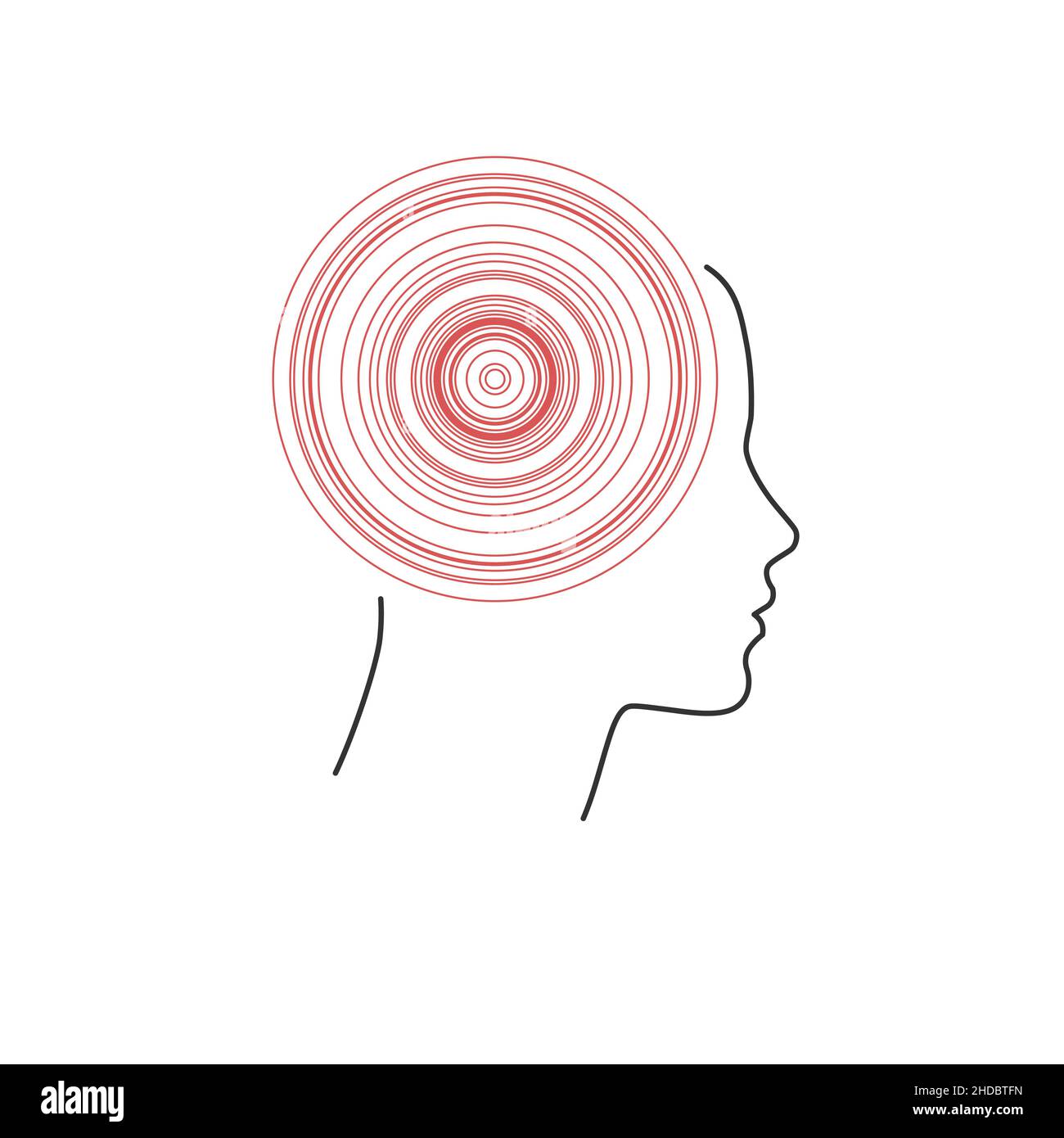 Linear head with circles brain. Problem solving concept. Stock vector ...