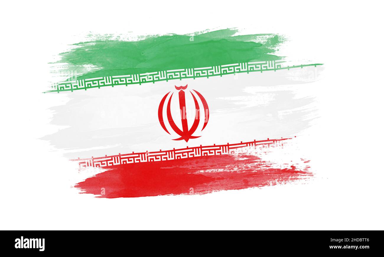 Iran flag brush stroke, national flag on white background Stock Photo ...