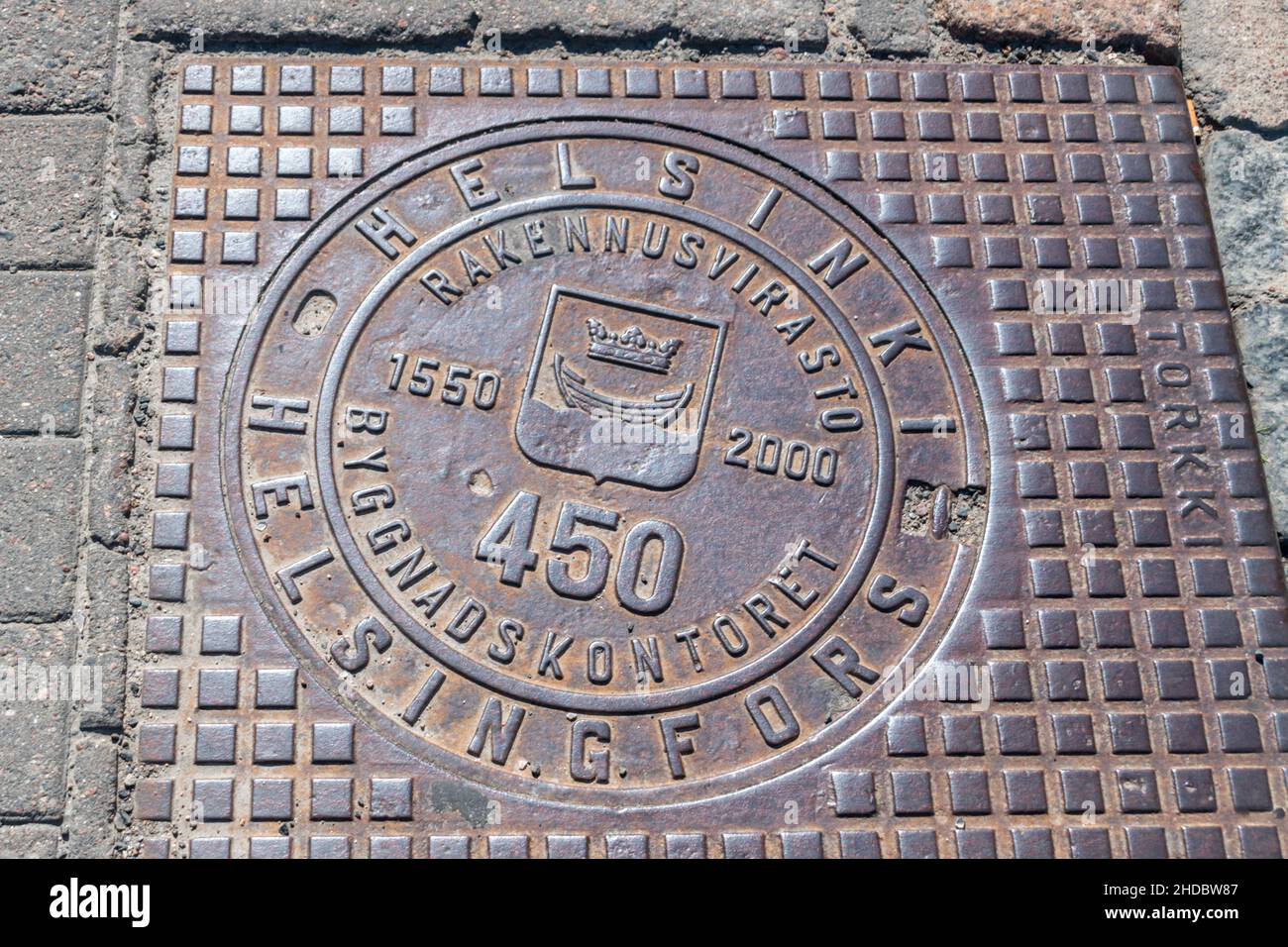 Helsinki, Finland - August 5, 2021: Helsinki manhole cover of sewage ...