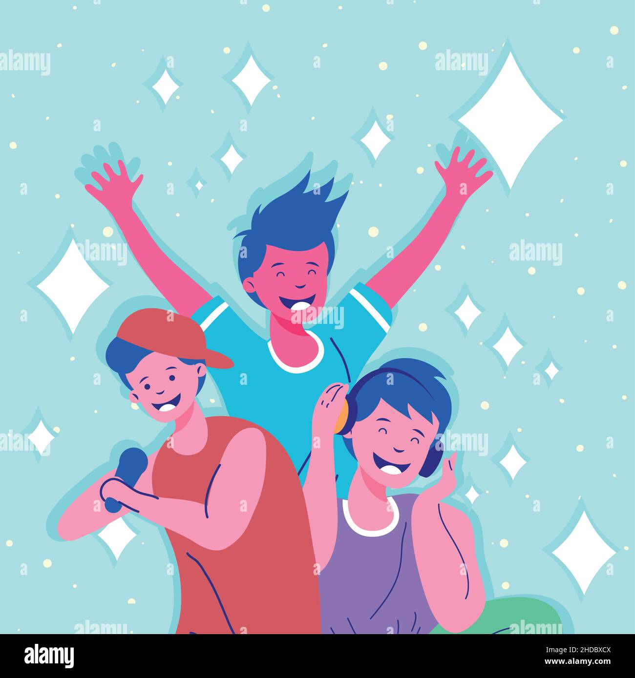 young boys celebrating happy characters Stock Vector Image & Art - Alamy