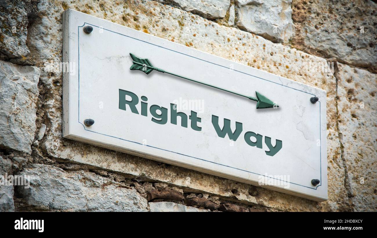 Street Sign the Direction Way to Right Way Stock Photo - Alamy