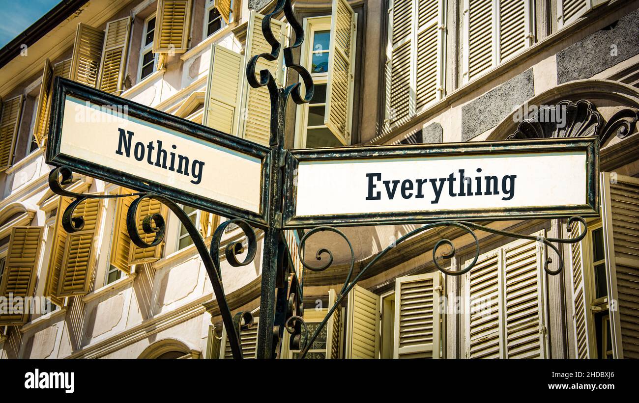 Street Sign the Direction Way to Everything versus Nothing Stock Photo ...