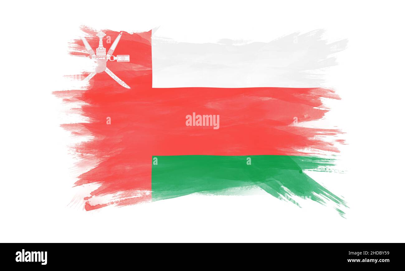 Oman flag brush stroke, national flag on white background Stock Photo ...
