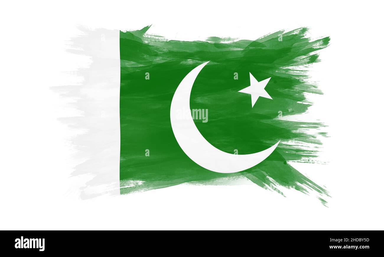 Pakistan flag brush stroke, national flag on white background Stock ...