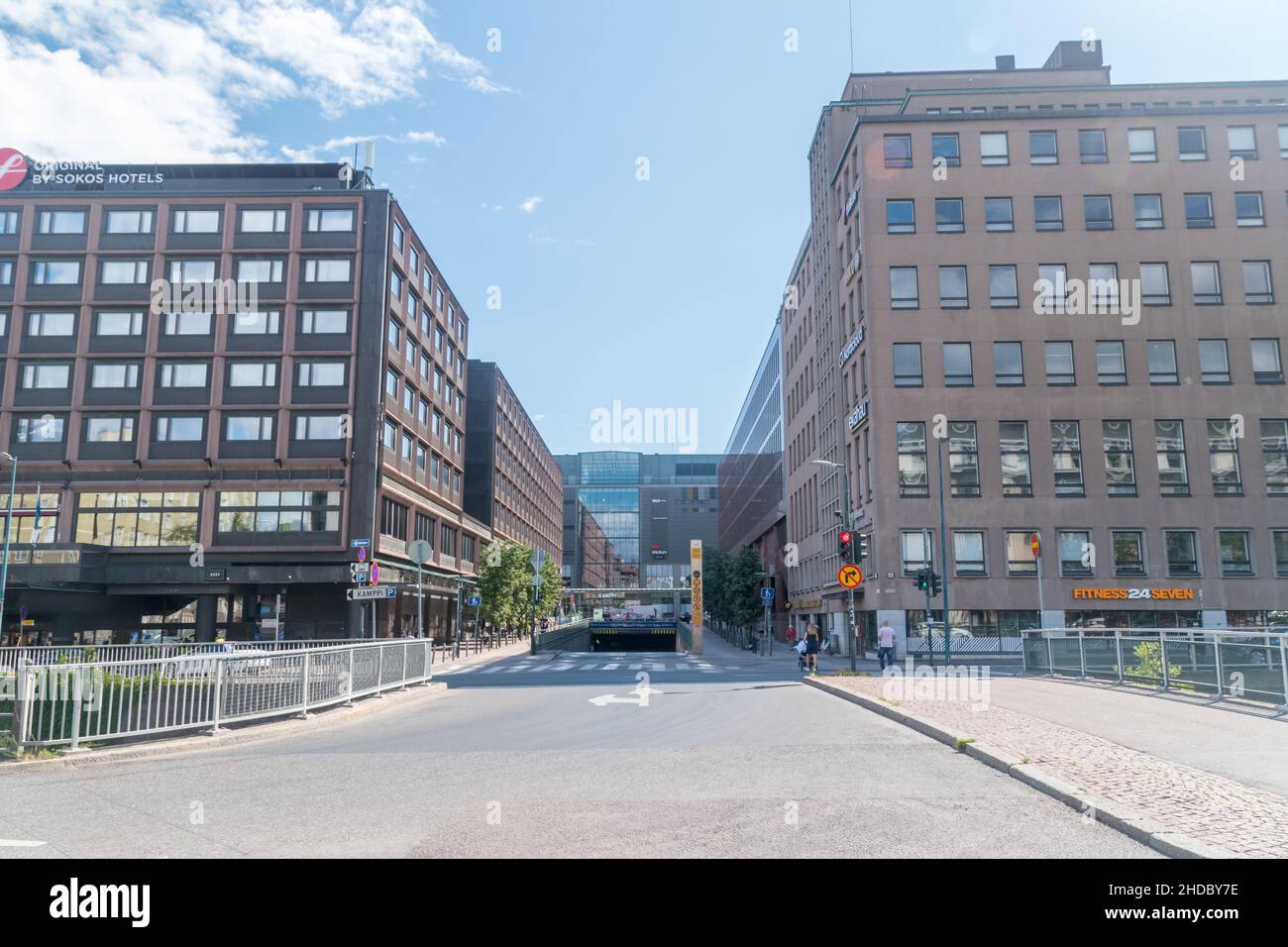 Helsinki, Finland - August 5, 2021: Entrance to Kamppi underground bus ...