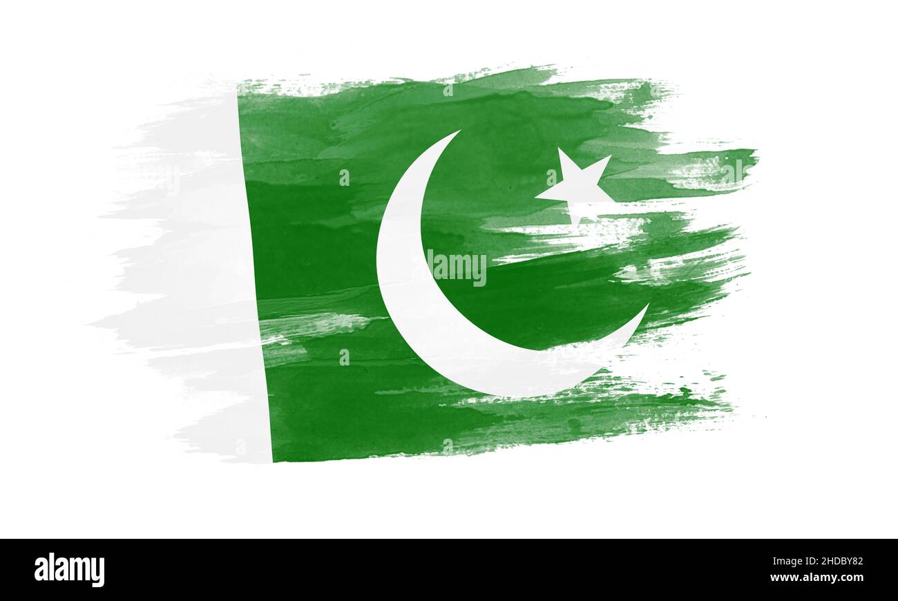 Pakistan flag brush stroke, national flag on white background Stock ...