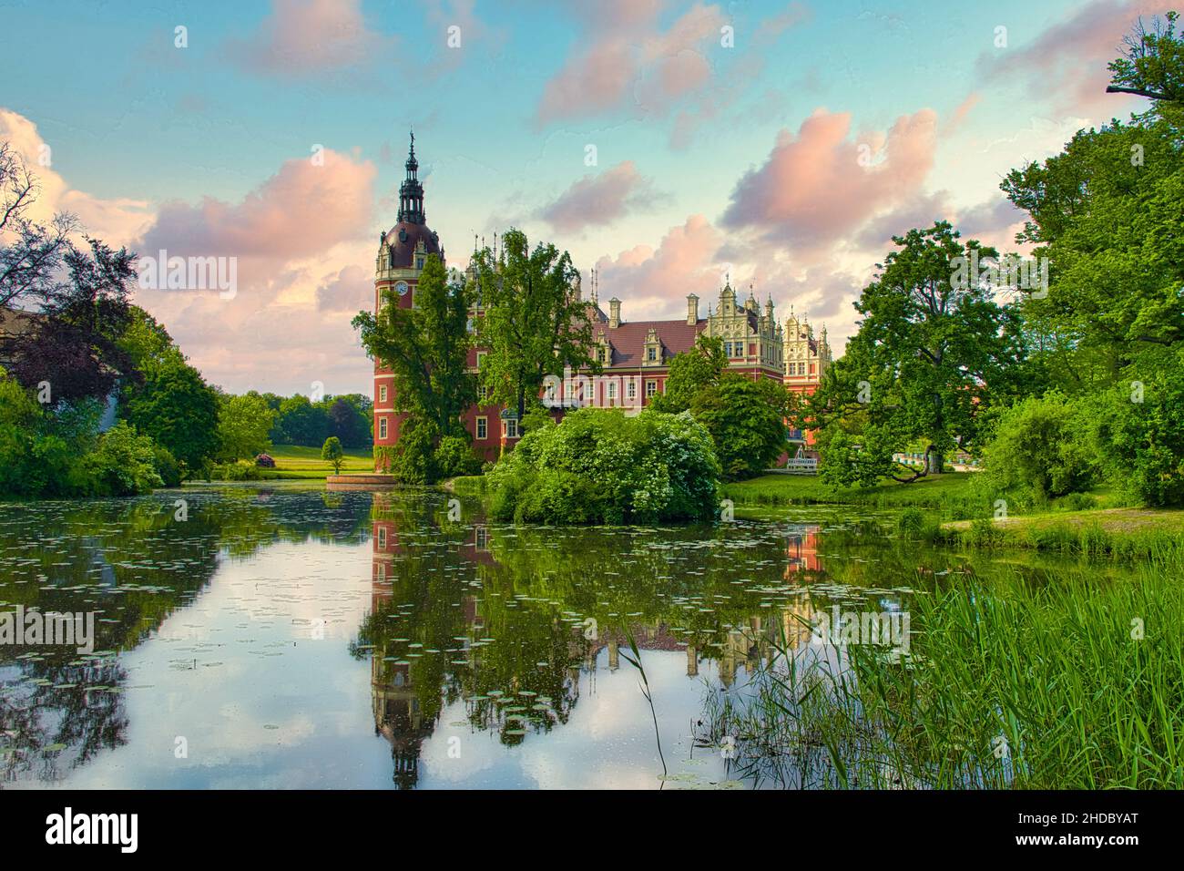 Bad Muskau Castle in a beautiful park Stock Photo - Alamy
