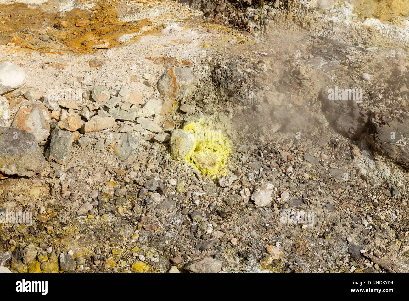 Steaming sulfuric fumaroles by thermal hot spring in Taipei Stock Photo ...