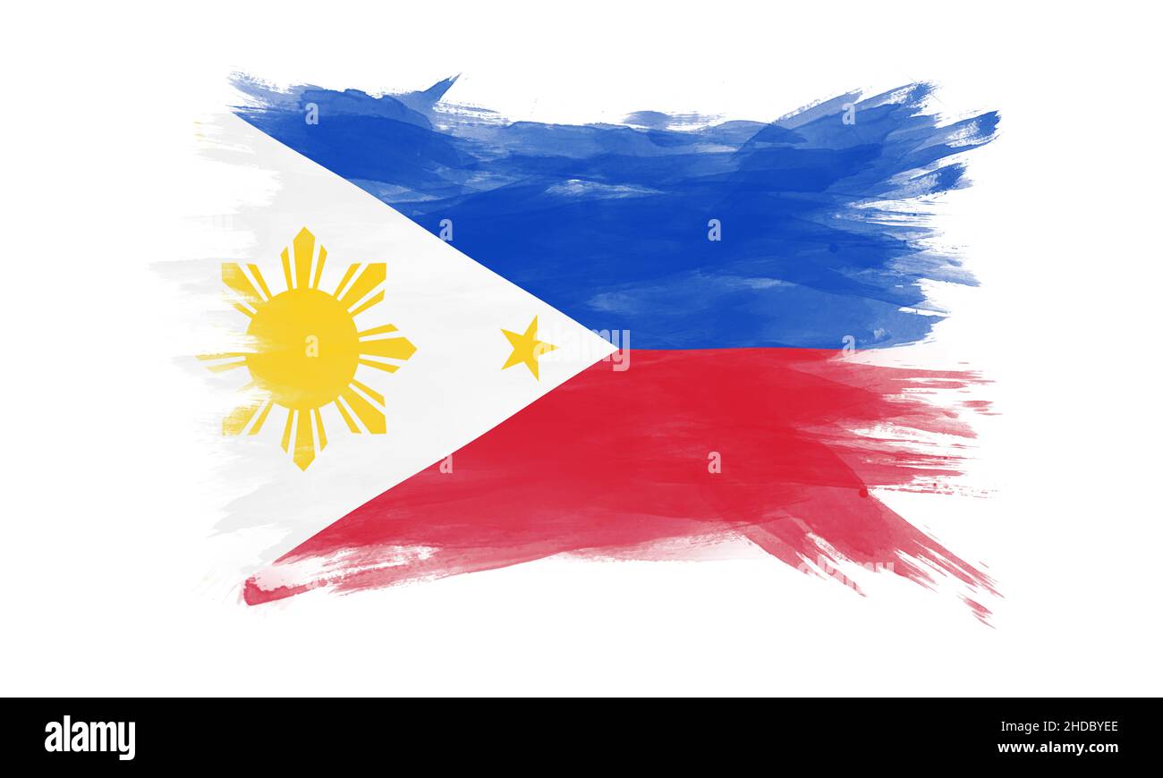 Philippines flag brush stroke, national flag on white background Stock ...