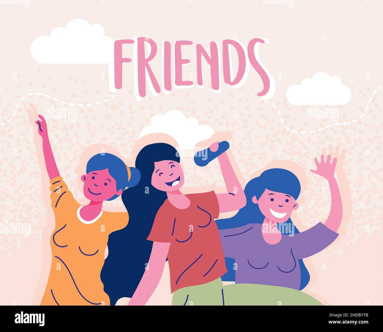 young girls friends happy characters Stock Vector Image & Art - Alamy