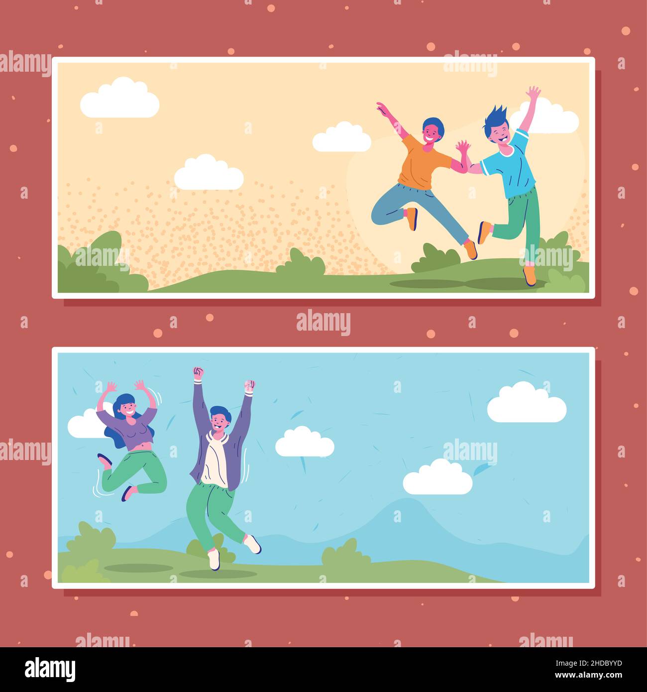 young happy people characters scenes Stock Vector Image & Art - Alamy