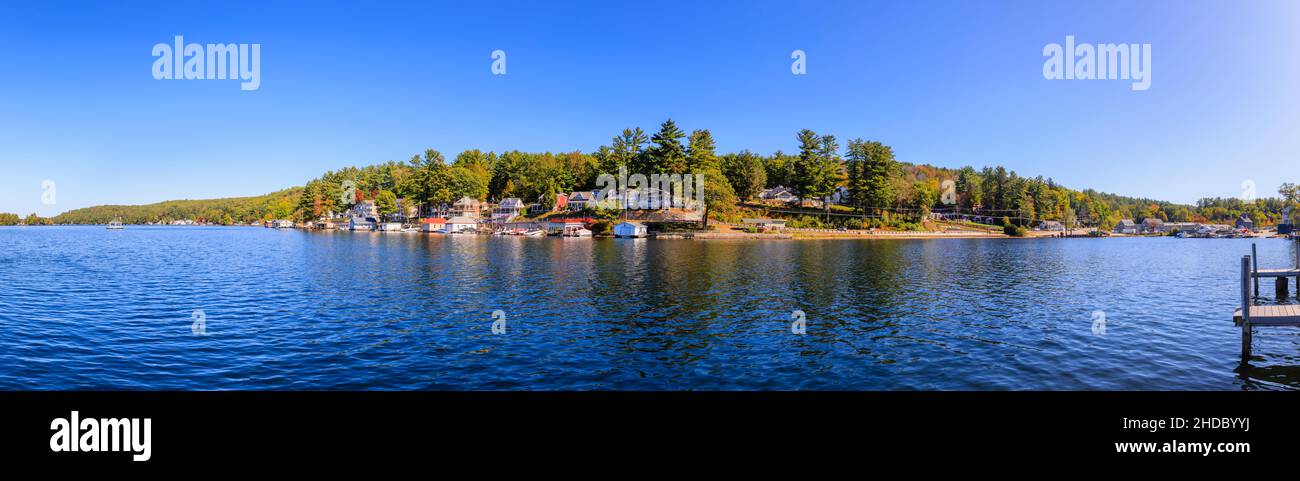 Panoramic view of the lake and shoreline at Alton Bay, Lake ...
