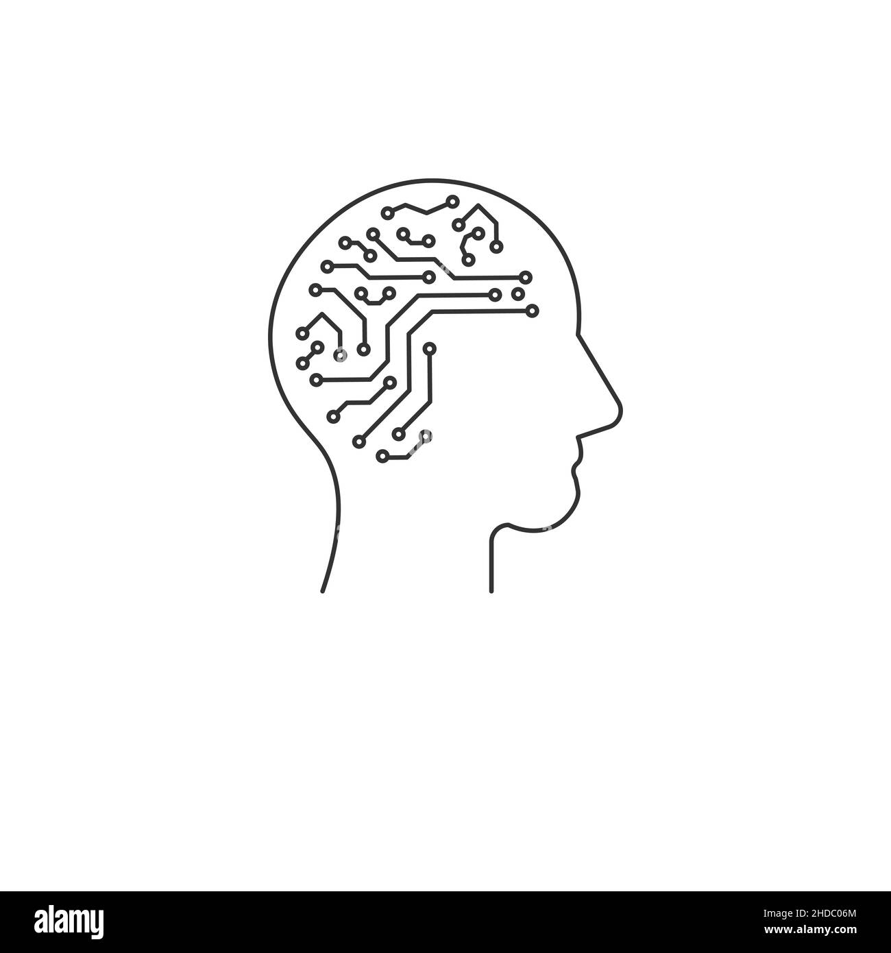 Human head tech icon, chip technological brain, Artificial intelligence ...