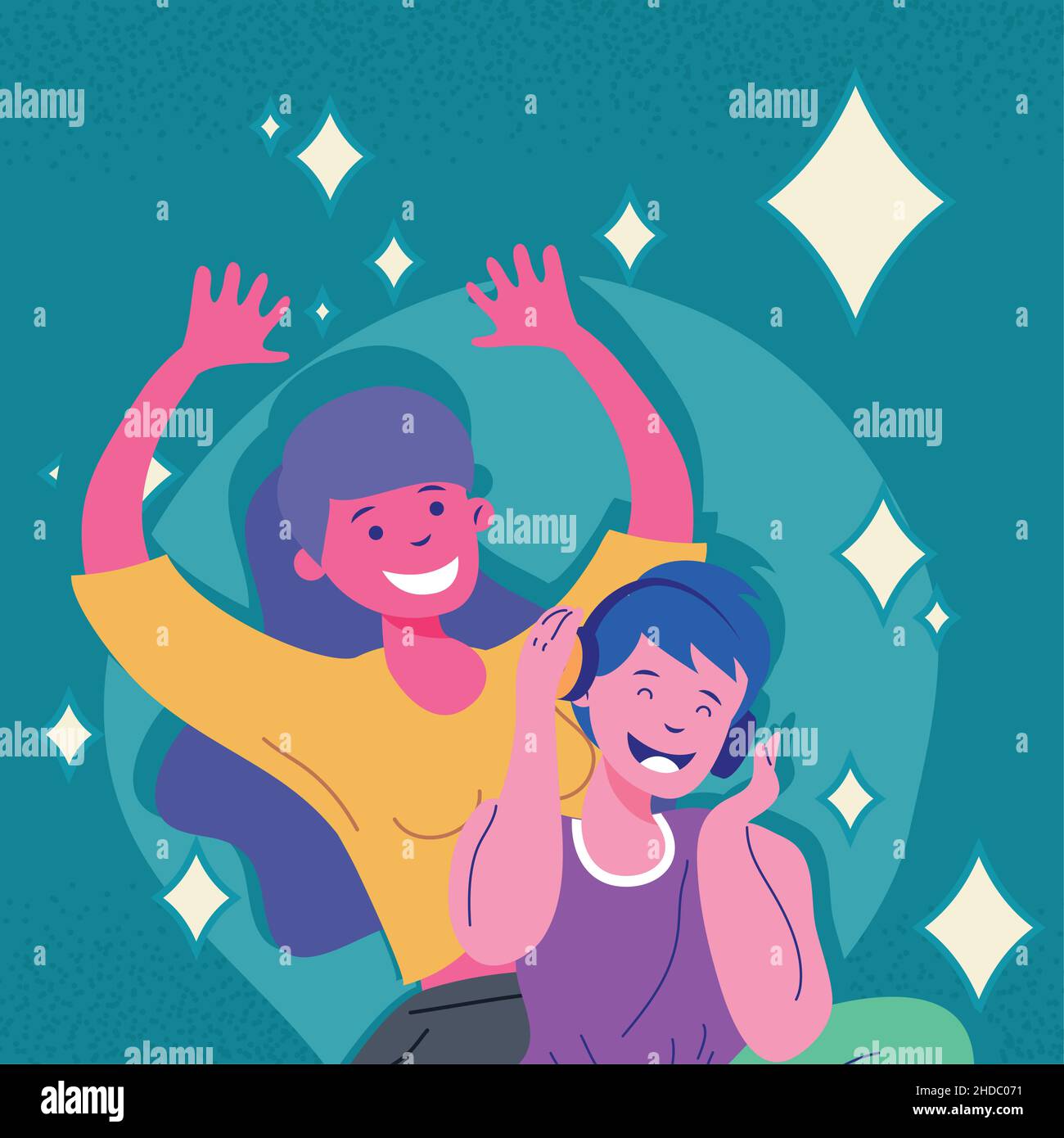 young couple celebrating happy characters Stock Vector Image & Art - Alamy