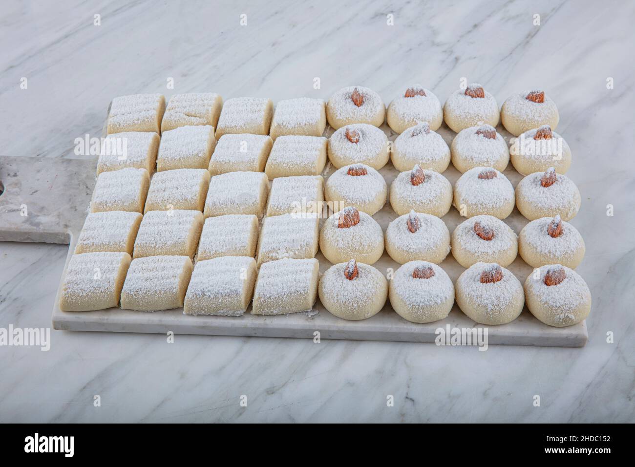 Traditional Delicious Turkish dessert; flour cookie. Flour cookies on a ...