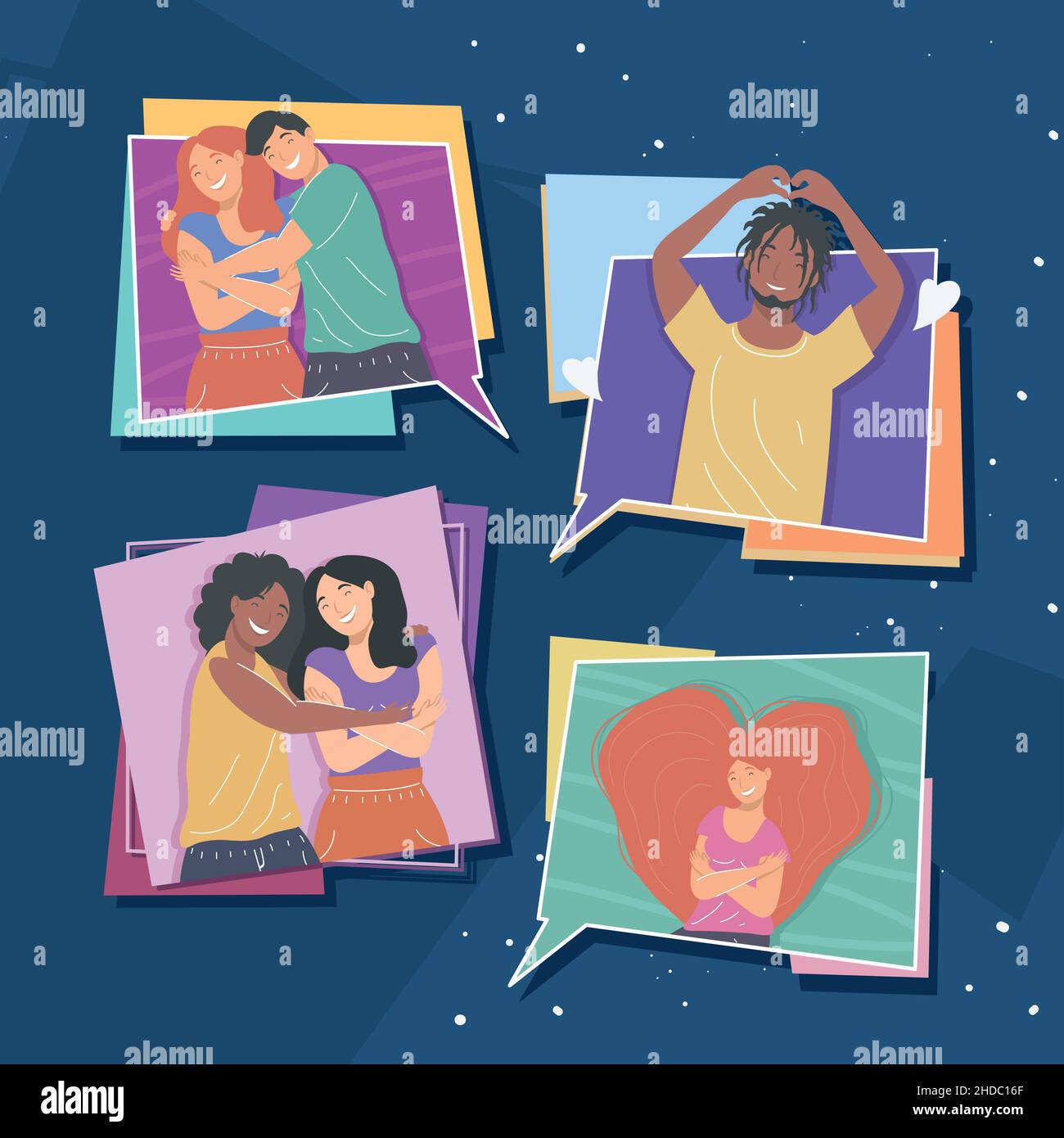 Positive young interracial friends Stock Vector Images - Alamy