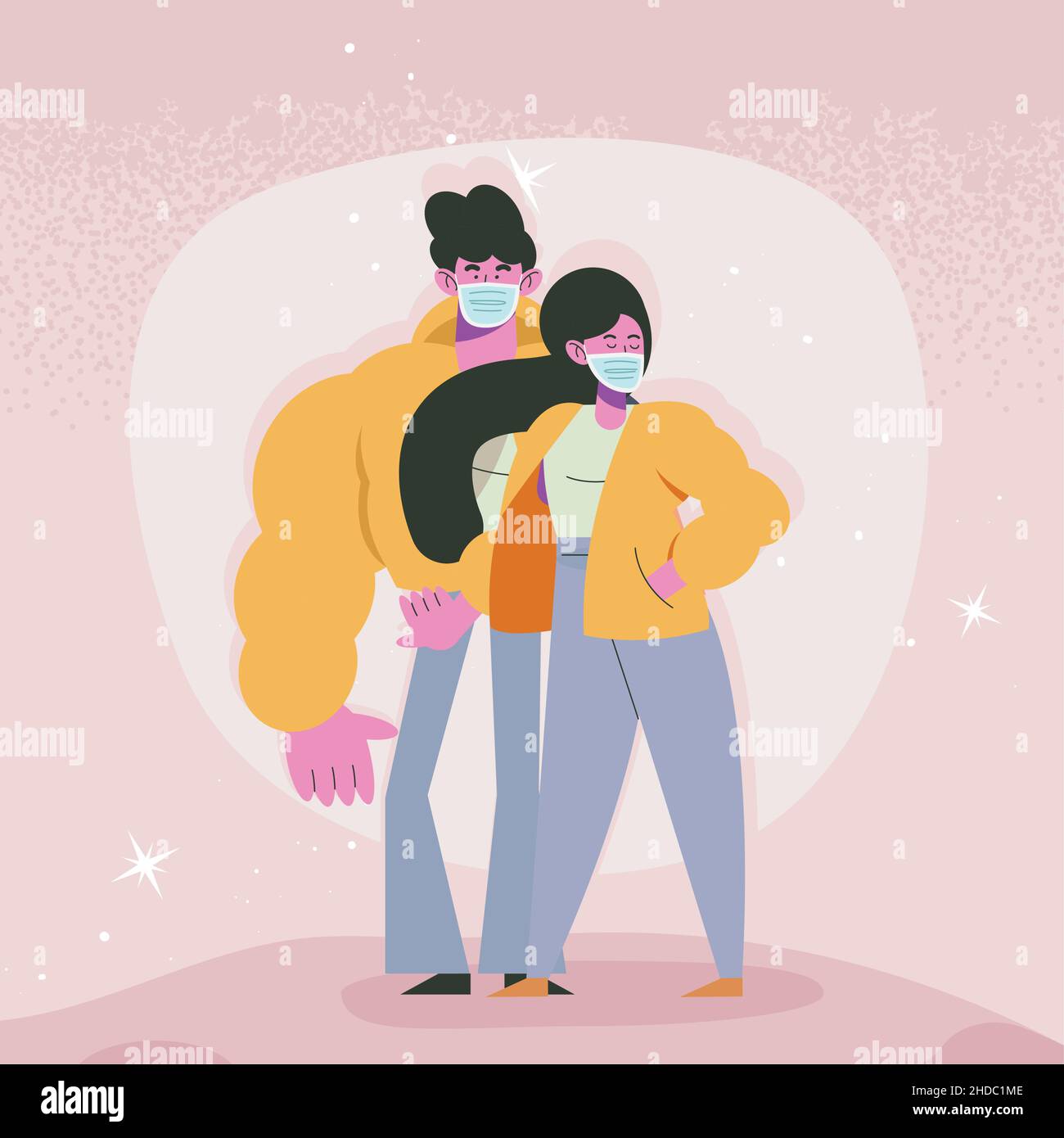 couple wearing face masks characters Stock Vector Image & Art - Alamy