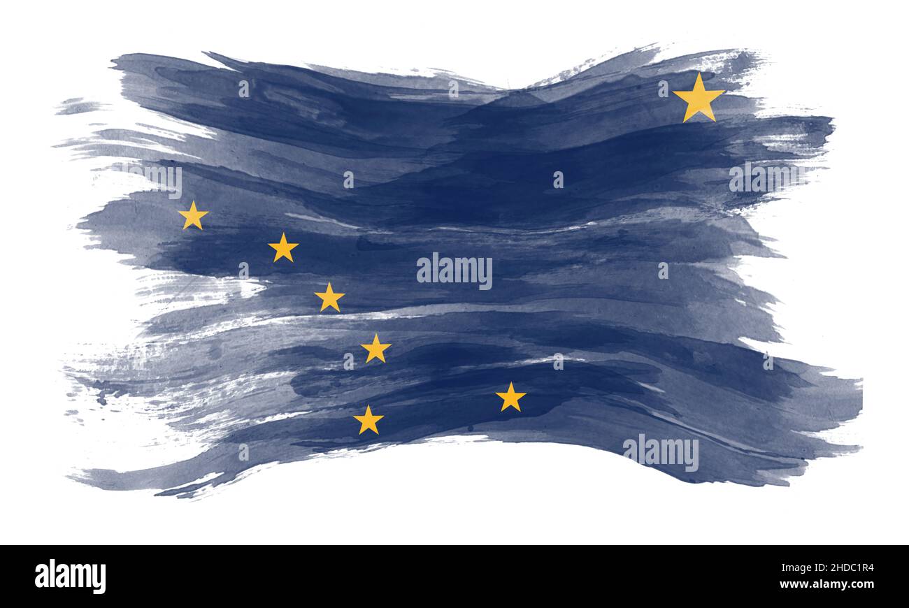 Alaska state flag brush stroke, Alaska flag background Stock Photo - Alamy
