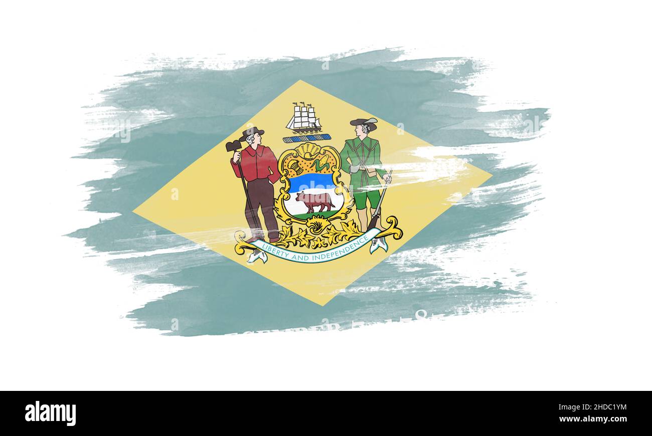 Delaware state flag brush stroke, Delaware flag background Stock Photo ...