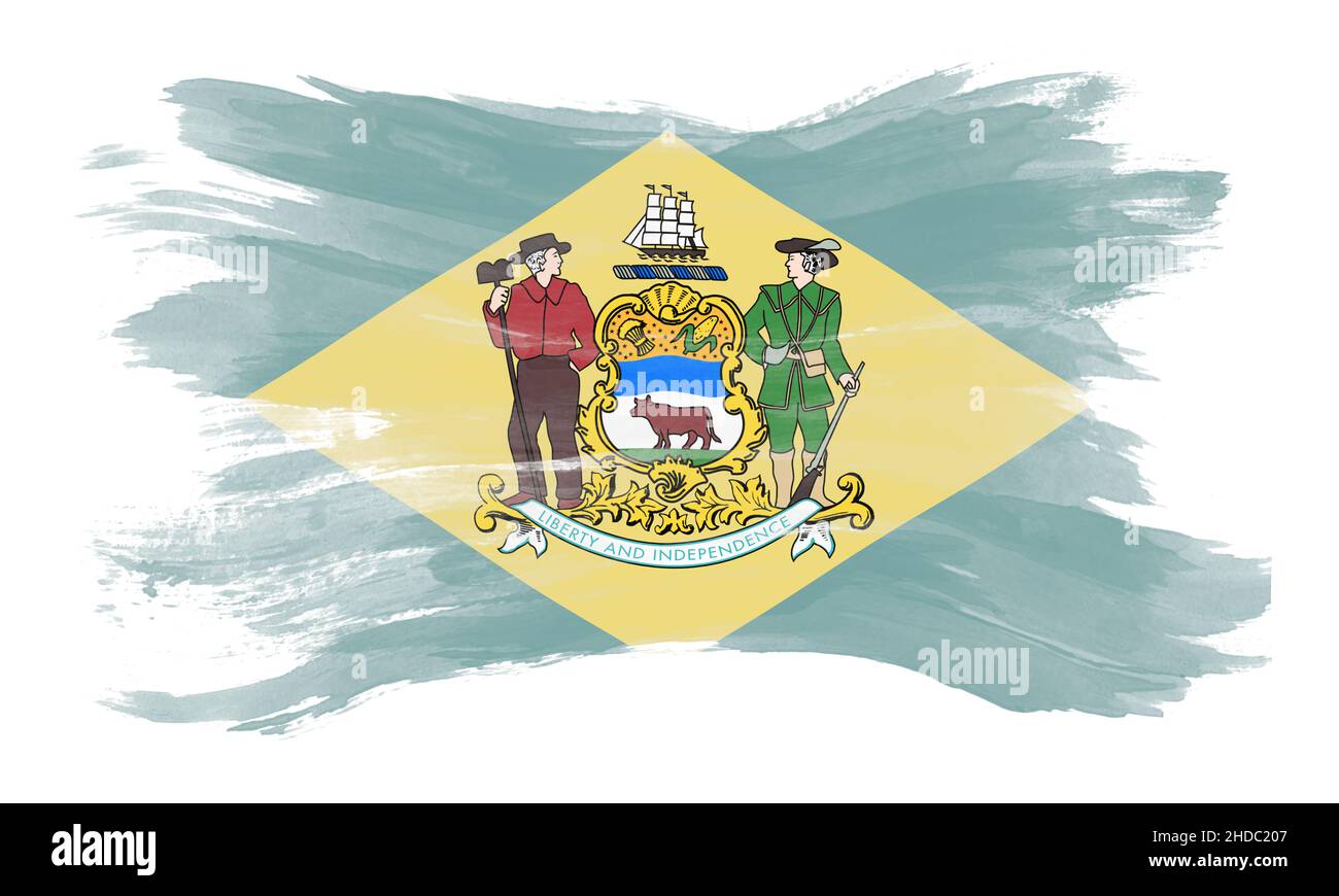 Delaware state flag brush stroke, Delaware flag background Stock Photo ...