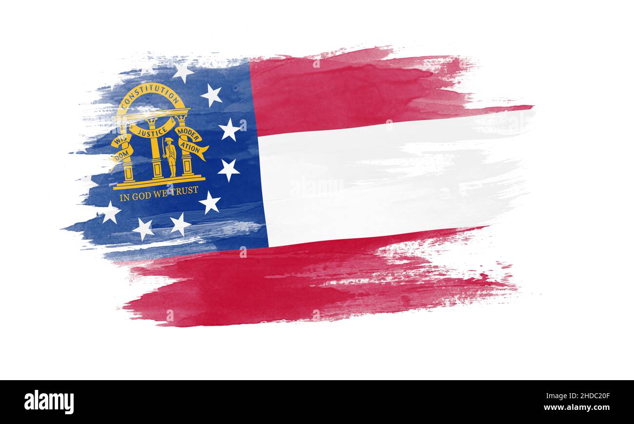 Georgia state flag brush stroke, Georgia flag background Stock Photo ...
