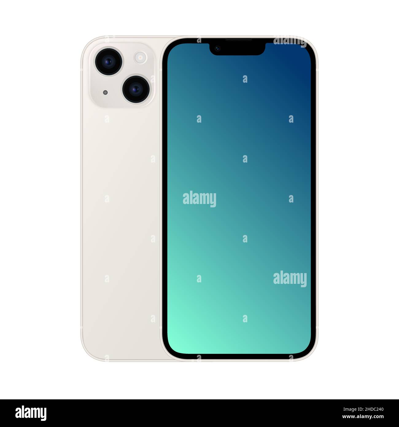 Isolated Smartphone 13 Mockup. Realistic 3d Design. Two Cameras. Front ...