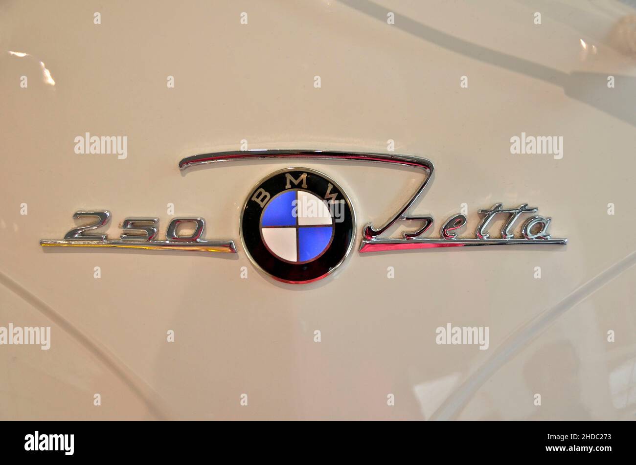 BMW Isetta logo on cream-coloured sheet metal Stock Photo - Alamy