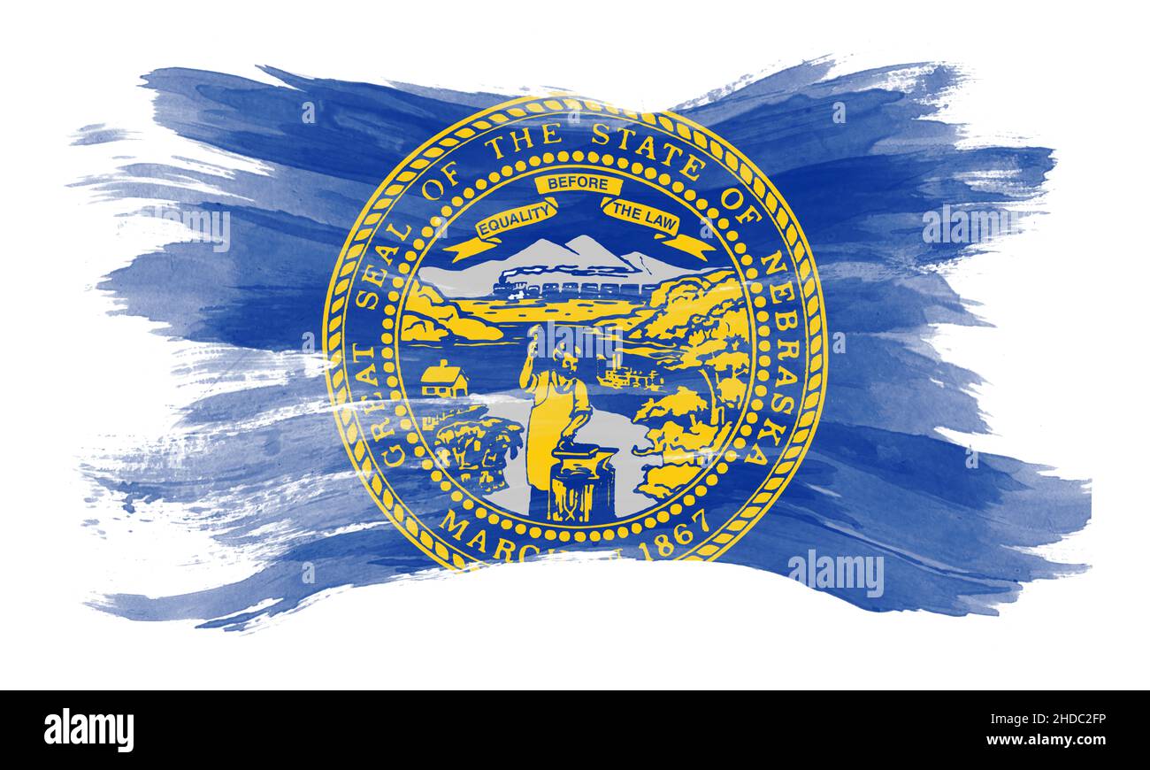 Nebraska state flag brush stroke, Nebraska flag background Stock Photo ...