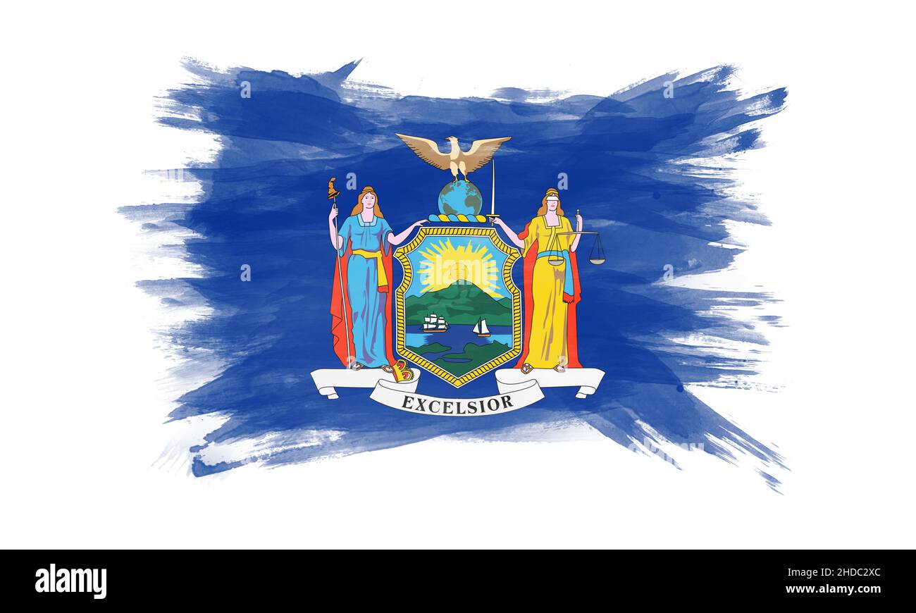 New York state flag brush stroke, New York flag background Stock Photo ...