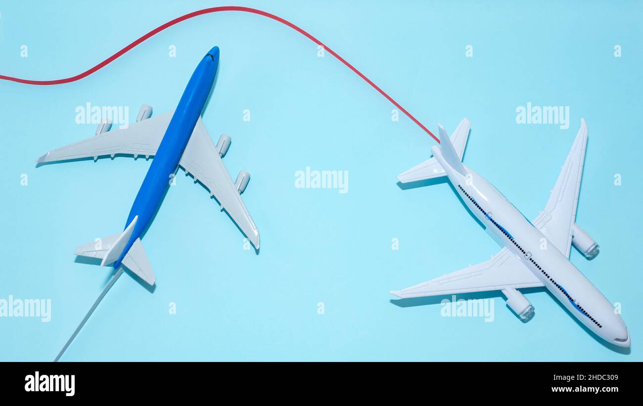 Airplane model, airplane in flight, travel concept. Passenger plane ...
