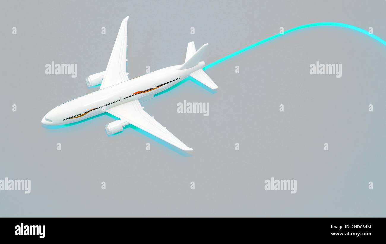 Airplane model, airplane in flight, travel concept. Passenger plane ...