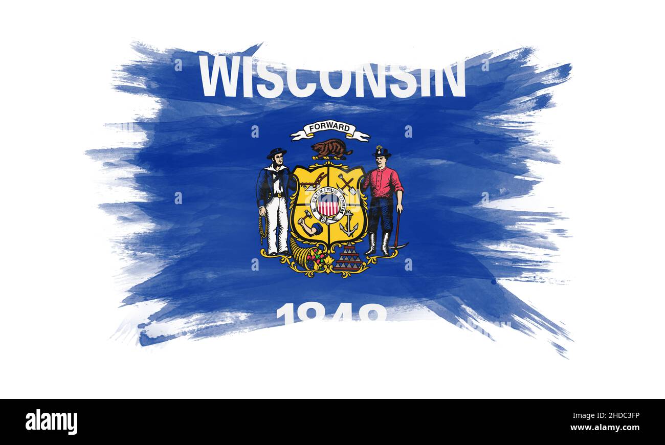 Wisconsin state flag brush stroke, Wisconsin flag background Stock ...