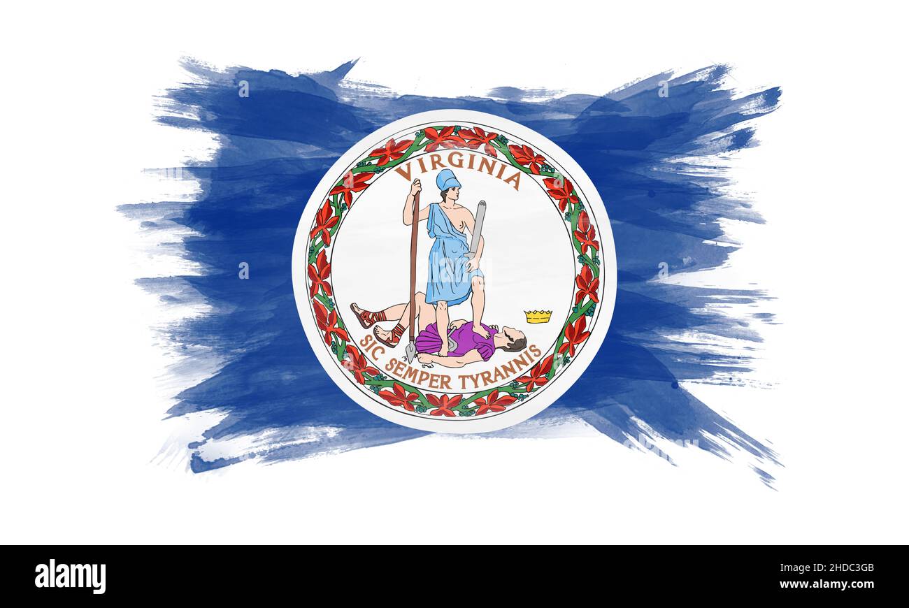 Virginia state flag brush stroke, Virginia flag background Stock Photo ...