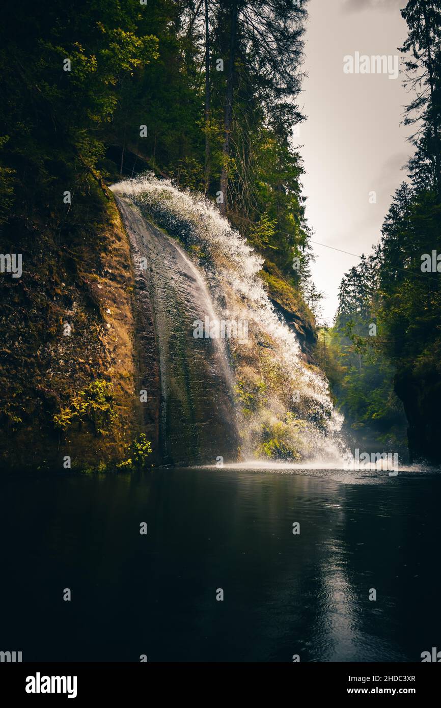 Autumn in the Edmundsklamm gorge with the river Kamenice (German ...