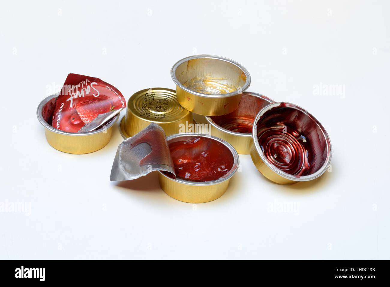 Various jams in portion packs, jam Stock Photo - Alamy