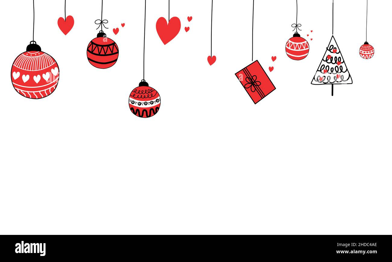 Cute snowball and heart hand drawn illustration banner for Valentines ...