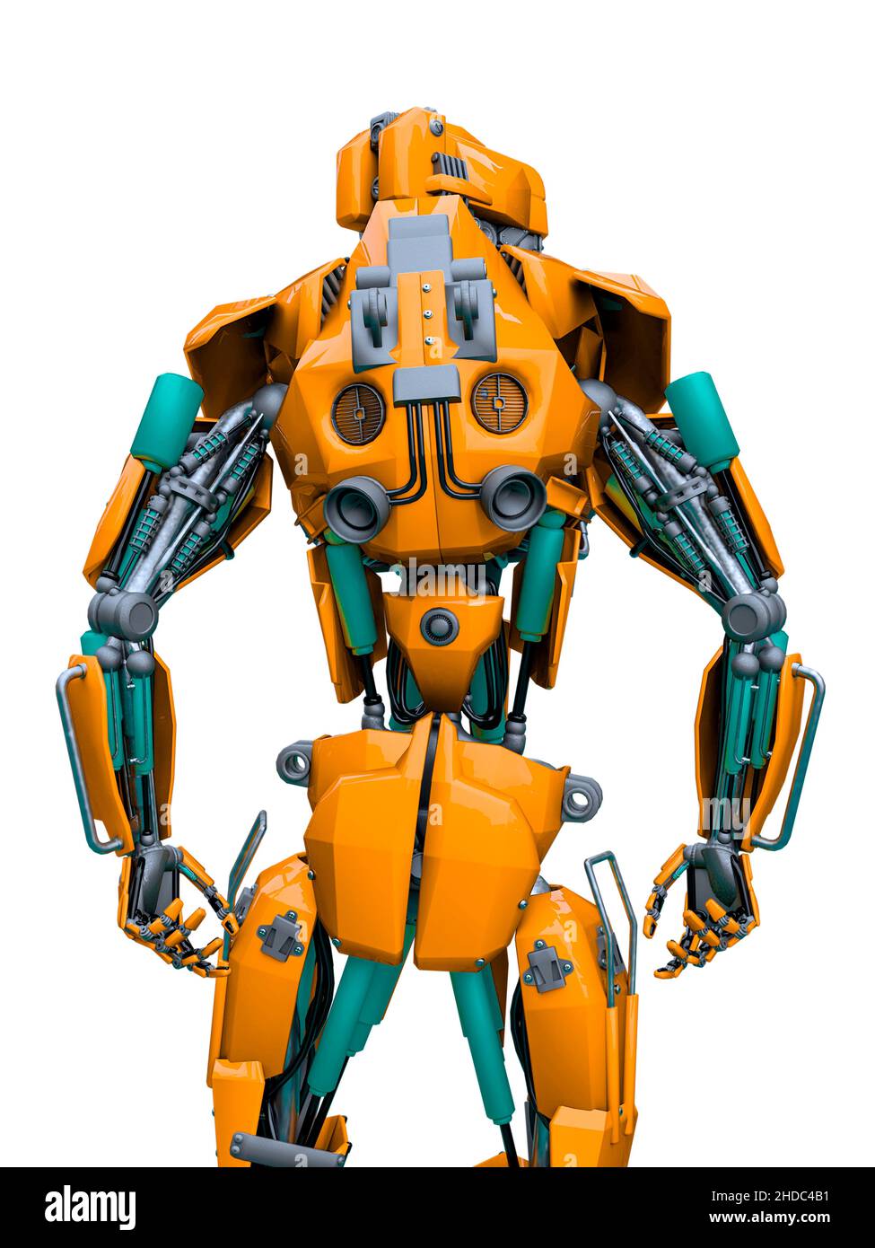 mechanical soldier rear view, 3d illustration Stock Photo - Alamy