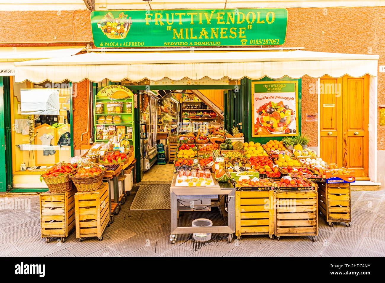 Fruit and vegetable shop in the pedestrian zone of Santa Margherita ...