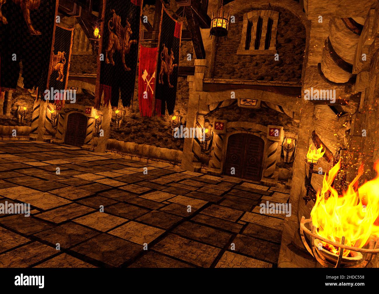 3D rendering of a fairy tale medieval castle interior Stock Photo - Alamy